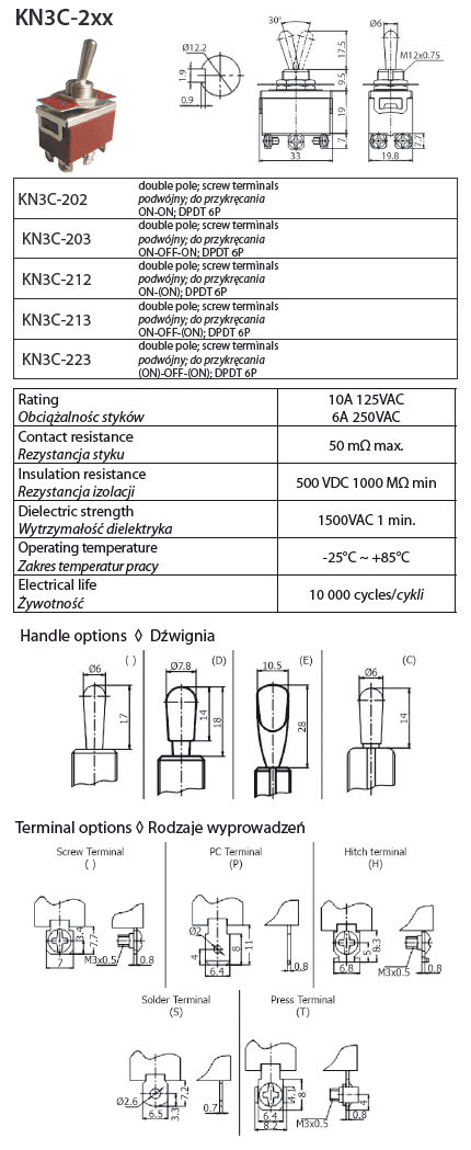 KN3C-223; toggle switch; | Micros