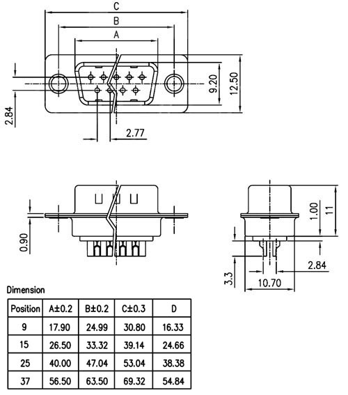 male D-Sub 15pin solder terminals | Micros